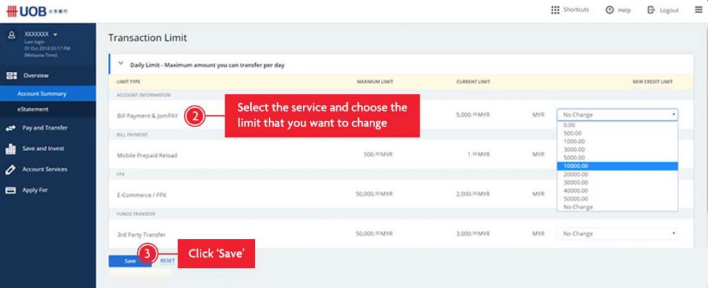 √ How to Change UOB Transfer Limit via Online Banking
